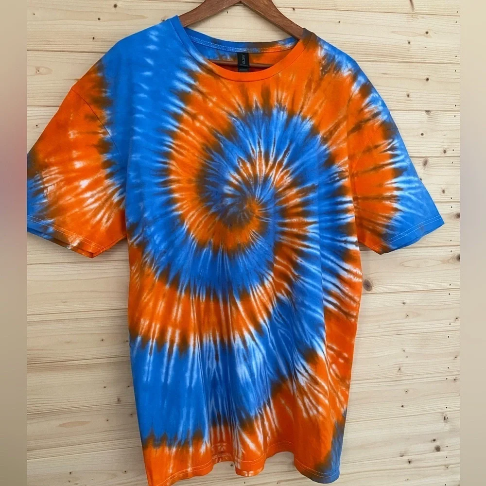 Gildan | Tops | Gildan Soft Style Xl Tie Dye T Shirt Blue Orange Spiral ...